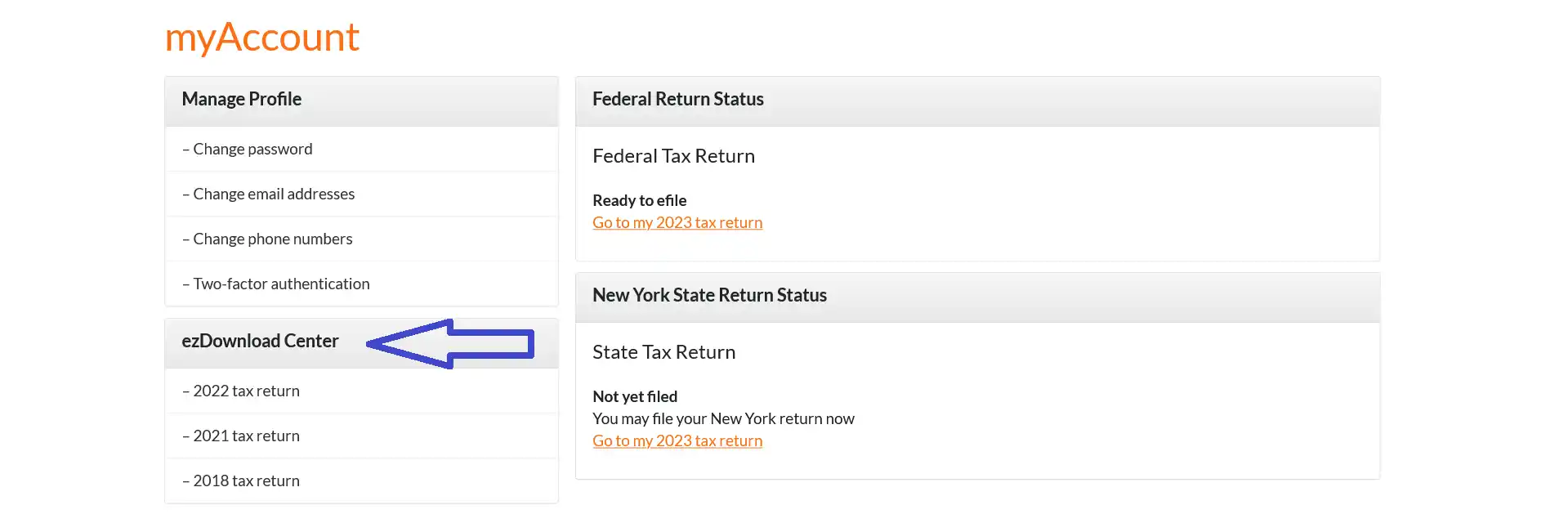 Download Prior-Year Tax Returns | ezTaxReturn.com